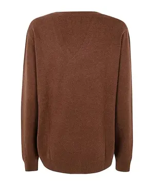 Loulou De Saison Ribbed V-neck Sweater With Embroidered Detail - Mocha