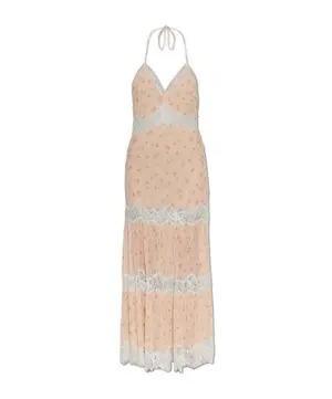 LoveShackFancy Floral Print Halterneck Maxi Dress