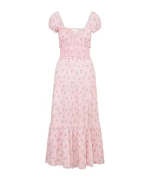 LoveShackFancy Amandla Floral Cotton Dress - Pink