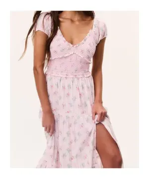 LoveShackFancy Amandla Floral Cotton Dress - Pink