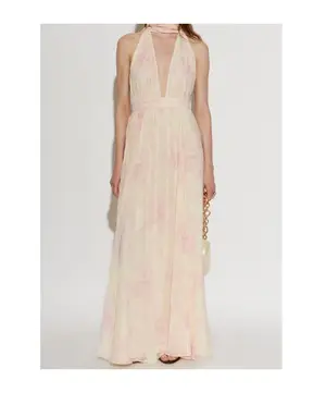 LoveShackFancy Lilah Halterneck Maxi Dress - Nude