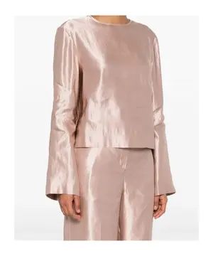Loulou De Saison Round Neck Long Sleeve Top - Pink