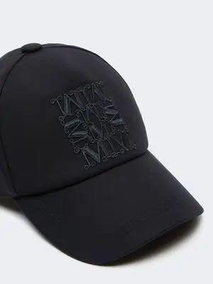 Max Mara Gabardine Water-repellent Baseball Cap With Monogram Motif - Midnight Blue