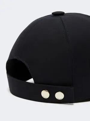 Max Mara Gabardine Water-repellent Baseball Cap With Monogram Motif - Midnight Blue
