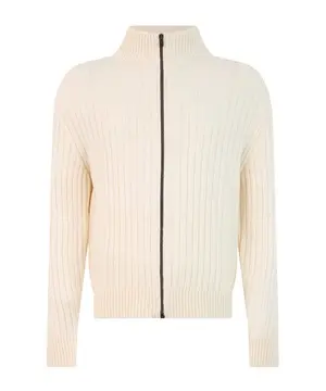 Herno Ribbed Zip-up Knit Top With High Neck