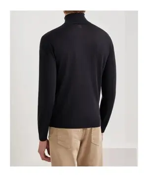 Canali Nuvola Seamless Merino Wool Turtleneck - Black