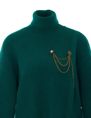 Liu Jo High Neck Knitted Sweater With Chain Detail