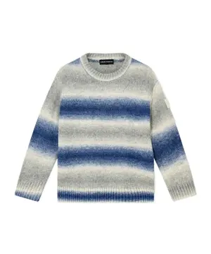 Emporio Armani Knitted Cotton Crew Neck Pullover With A Gradient Design