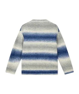 Emporio Armani Knitted Cotton Crew Neck Pullover With A Gradient Design