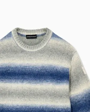 Emporio Armani Knitted Cotton Crew Neck Pullover With A Gradient Design