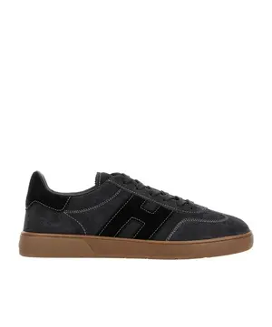 Hogan H" Detail Denim Effect Suede Sneakers