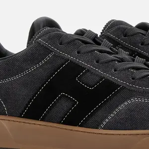 Hogan H" Detail Denim Effect Suede Sneakers