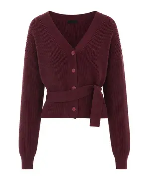 DONDUP V-neck Knitted Cardigan With Tie-waist