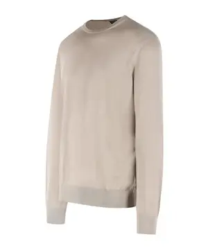 Zegna Crew Neck Long Sleeve Knit Top - Beige