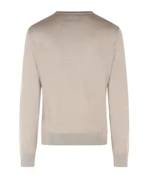 Zegna Crew Neck Long Sleeve Knit Top - Beige
