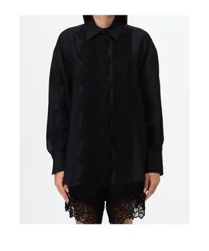 Ermanno Scervino Lace-embroidered Linen Shirt - Black