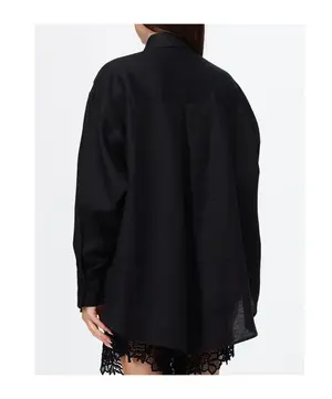 Ermanno Scervino Lace-embroidered Linen Shirt - Black