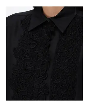 Ermanno Scervino Lace-embroidered Linen Shirt - Black