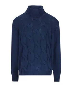 Herno Cable-knit High-neck Sweater - Dark Blue