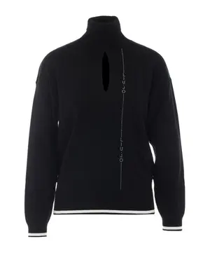 Liu Jo Cut-out High Neck Knitted Sweater With Rhinestone Logo