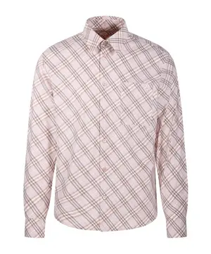Burberry Long Sleeved Checked Shirt - Pink
