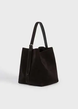 TOTEME Belted Suede Tote - Espresso