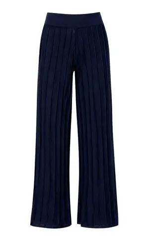 PEPA POMBO Campanilla Pleated Wide Leg Trousers - Blue