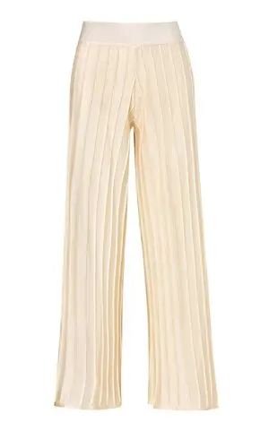PEPA POMBO Campanilla Pleated Wide Leg Trousers - Off-white