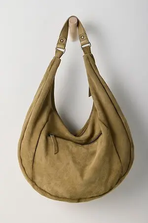 Free People Half Moon Suede Bag - Khaki
