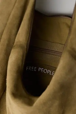 Free People Half Moon Suede Bag - Khaki