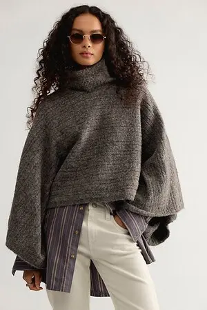 Free People Phoebe Poncho - Charcoal