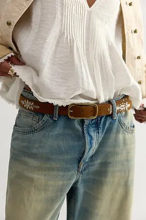 Free People Blossom Suede Belt - Cognac