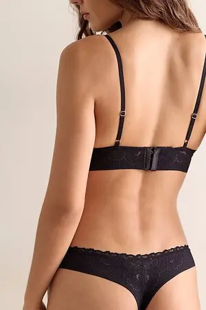 Free People Smooth Talking Lace Thong - Black