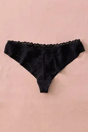 Free People Smooth Talking Lace Thong - Black