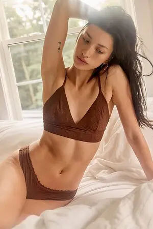 Free People Smooth Talking Lace Thong Brunette