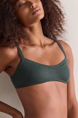 Free People Throw On Ribbed Bralette - Dark Green