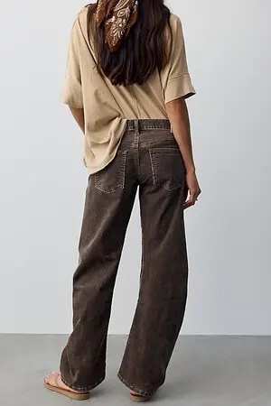 Free People Fable Washed Cord Low-rise Twisted Bowed Jeans