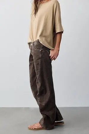 Free People Fable Washed Cord Low-rise Twisted Bowed Jeans