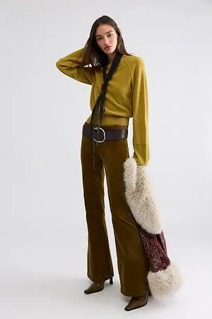 Free People We The Free Corduroy Bootcut Pants - Leaf Green