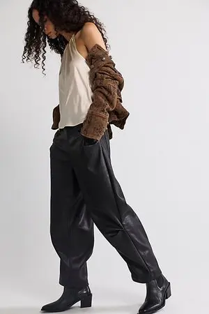 Free People Vegan Leather Pull-on Pants