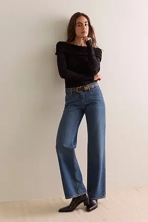 Free People Off-the-shoulder Ruched Bodysuit With Textured Lace