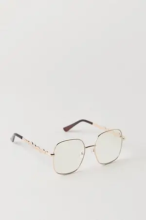 Free People Oversized Square Blue Light Glasses With Squiggly Detailing