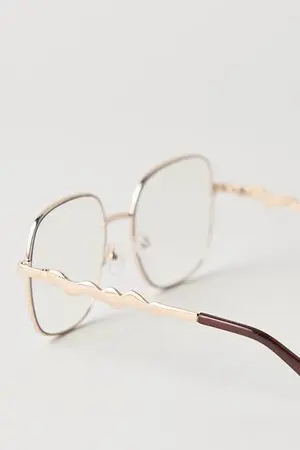 Free People Oversized Square Blue Light Glasses With Squiggly Detailing