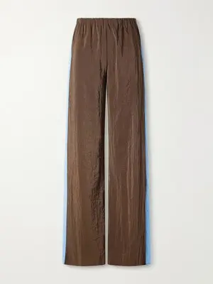 LA LIGNE LA LIGNE Colby Recycled Crinkled-Shell Wide-Leg Pants Brown