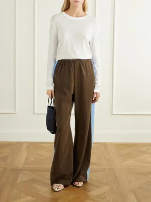LA LIGNE Colby Recycled Crinkled-shell Wide-leg Pants - Brown