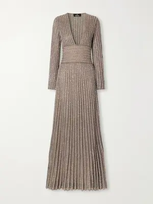 Missoni Ribbed Metallic Crochet-knit Maxi Dress - Pink