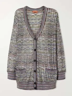 Missoni Striped Metallic Crochet-knit Cardigan