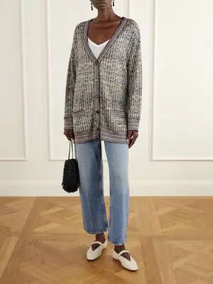 Missoni Striped Metallic Crochet-knit Cardigan