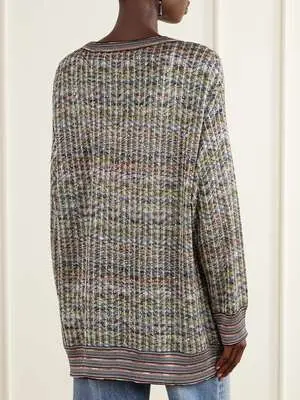 Missoni Striped Metallic Crochet-knit Cardigan