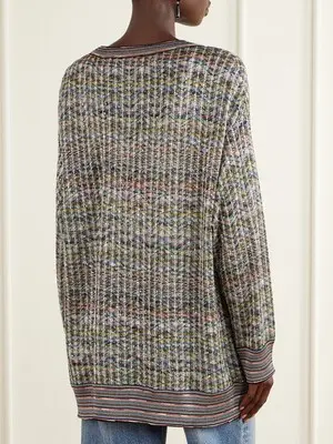 Missoni Striped Metallic Crochet-knit Cardigan - Multi